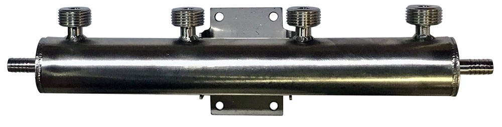 4T PT SS BEER MANIFOLD-2 x 3/8" BARB INLET/OUTLET - CBS Inc.